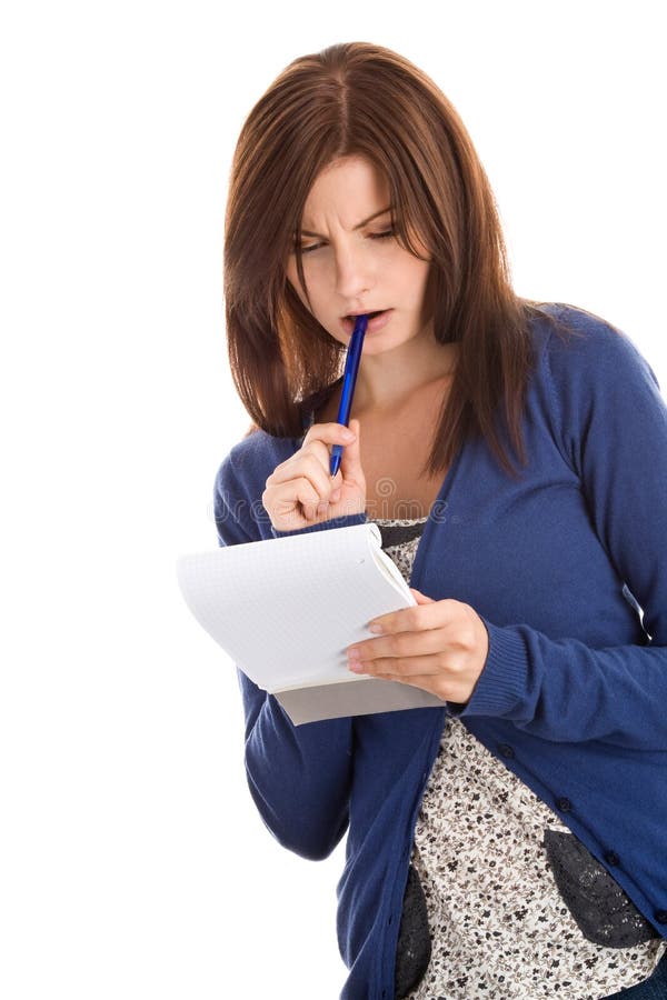 Woman biting lip stock photo. Image of hair, indecision - 28190432