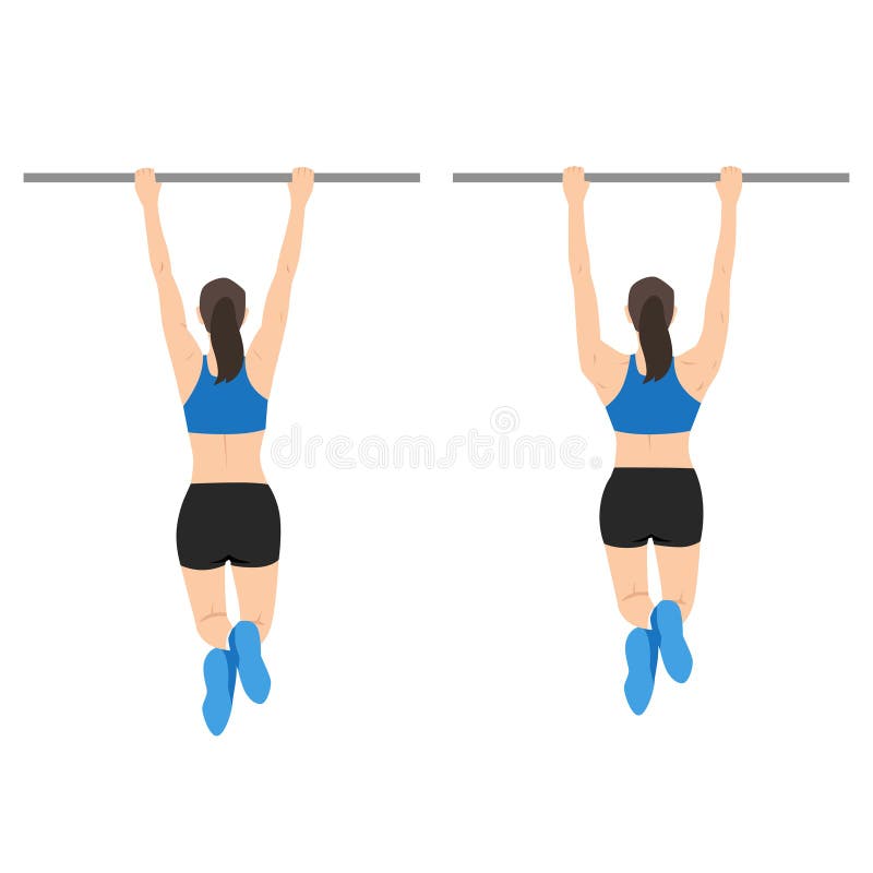 Woman Doing Scapula Pull or Scap Pulls or Pull Up Exercise Stock Vector ...