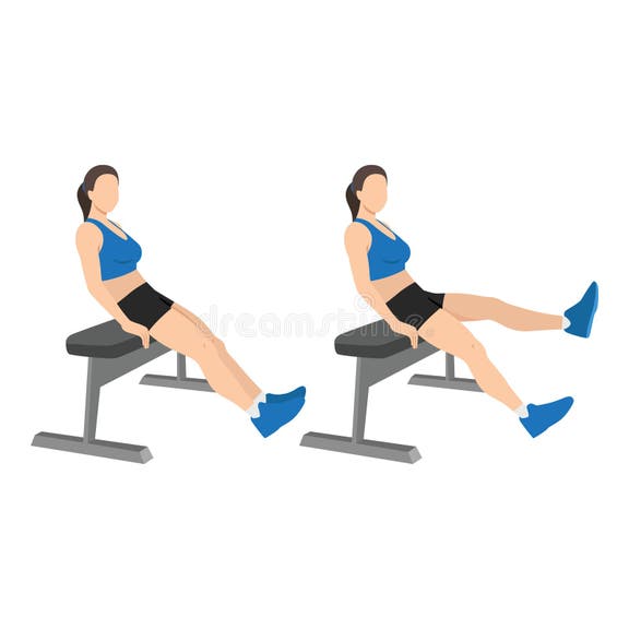 Woman Doing Seated Bench Extended Flutter Kicks Exercise Stock ...