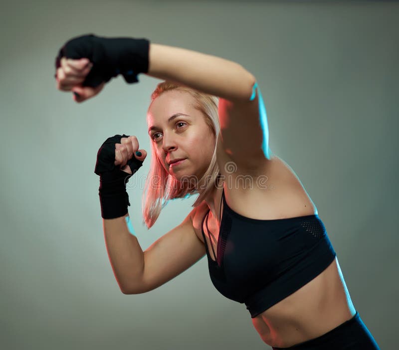 Woman doing shadow boxing stock image. Image of lifestyle - 170908871