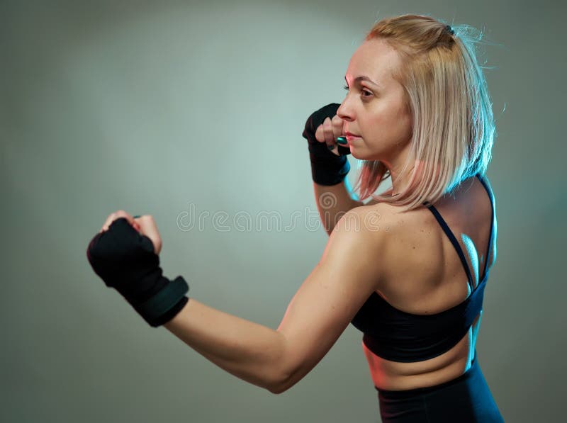 Woman doing shadow boxing stock photo. Image of martial - 170915468