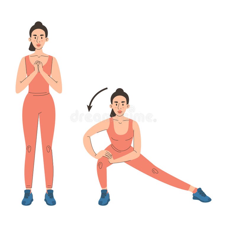 Woman Doing Side Lunges Exercise Vector Isolated Stock Vector ...