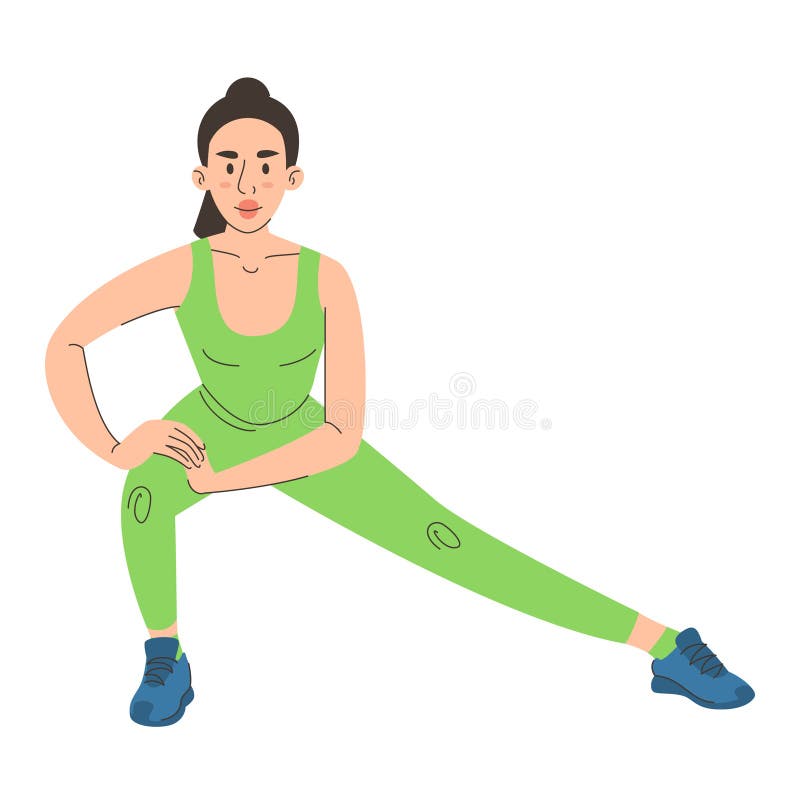 Woman Doing Side Lunges Exercise Vector Isolated Stock Vector ...