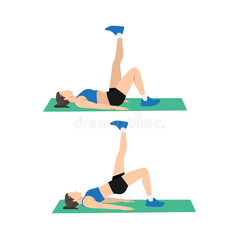 Single Leg Glute Bridge Stock Illustrations – 31 Single Leg Glute ...