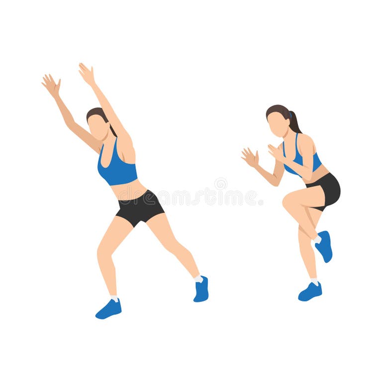 Woman Doing Stutter Steps Exercise. Flat Vector Stock Vector ...