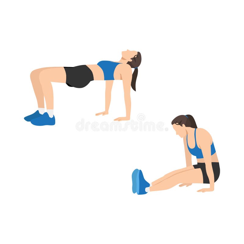 Woman Doing Tabletop Reverse Pike Exercise. Stock Vector - Illustration ...