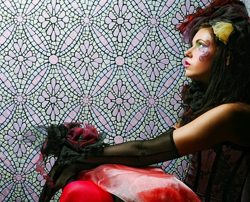 Bright Brunette in Kaleidoscope Stock Image - Image of cheerful, design ...