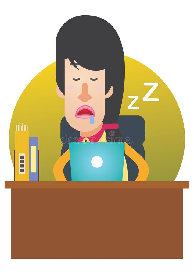 Woman Dozed Off at Work. Vector Illustration Decorative Design Stock ...