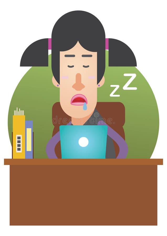Woman Dozed Off at Work. Vector Illustration Decorative Design Stock ...