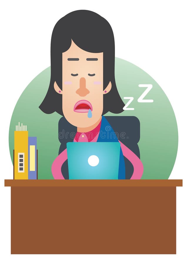 Woman Dozed Off at Work. Vector Illustration Decorative Design Stock ...