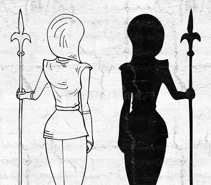 Woman draw stock illustration. Illustration of expressive - 97836161