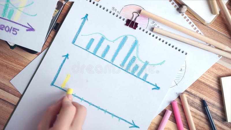 Woman Drawing Different Business Math Graphs Stock Video - Video of ...