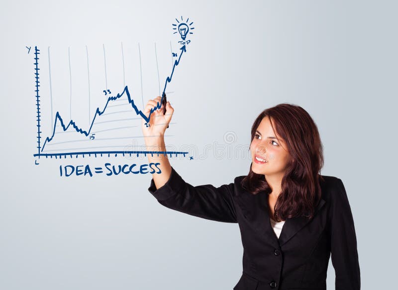 Woman Drawing Graph on Whiteboard Stock Photo - Image of scething ...