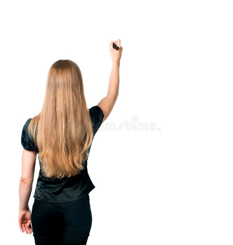 Woman drawing a marker stock image. Image of person, graph - 20188631