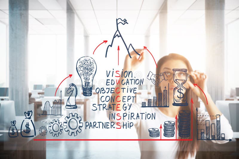 Woman Drawing Success Sketch Stock Image - Image of idea, finance: 91467405