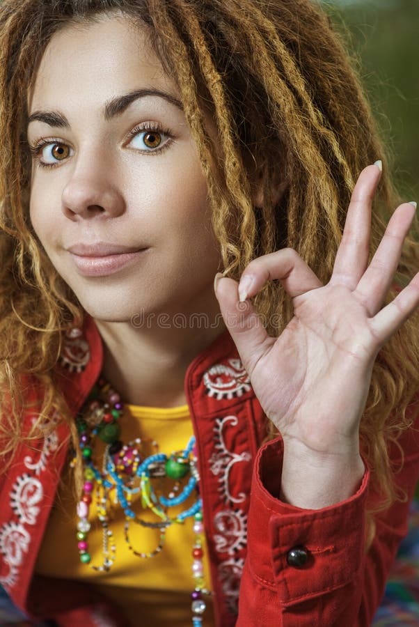 Woman with Dreadlocks Making Sign All Ok Stock Image - Image of power ...