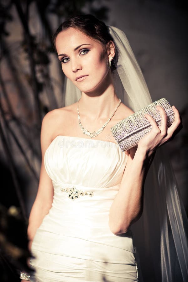 Woman Wearing Wedding Dress Stock Photo - Image of fashion, black: 22039350