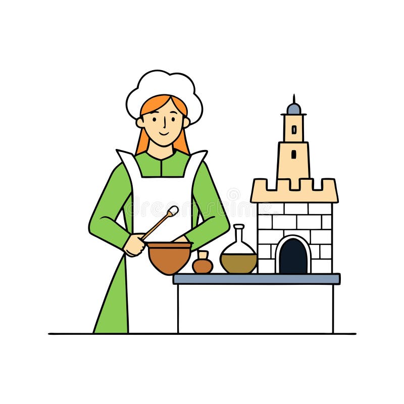 A Woman Dressed in a Medieval Costume is Working As an Alchemist Stock ...