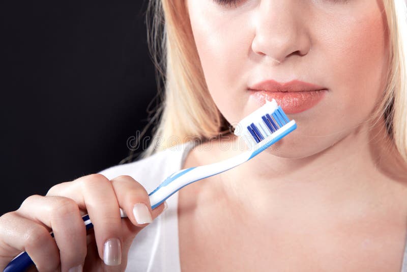 Woman Dressing Up Your Teeth Stock Photo - Image of female, lips: 39469886