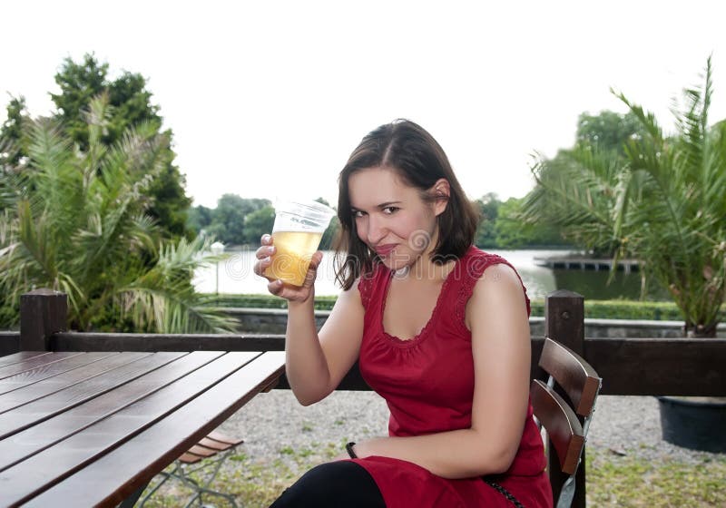 Woman drinking beer stock photo. Image of cheerful, woman - 42368500