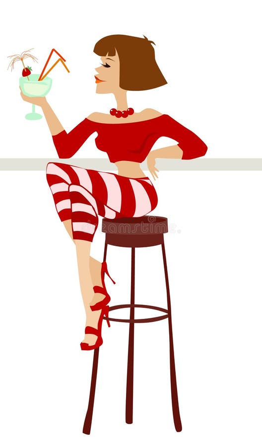 Woman drinking cocktail stock vector. Illustration of carre - 2297700