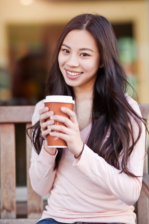 Woman drinking coffee stock image. Image of happiness - 19064405