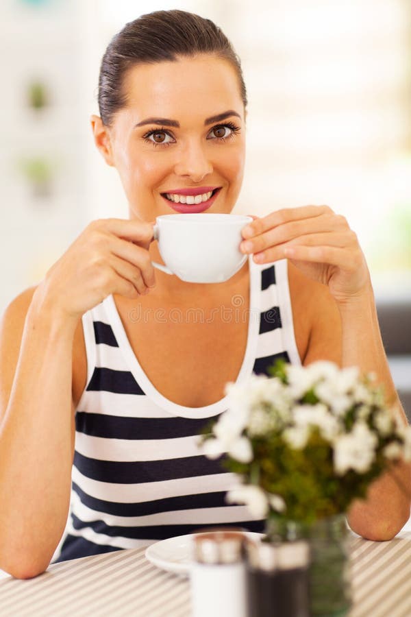 Woman drinking coffee stock photo. Image of adult, attractive - 28885578