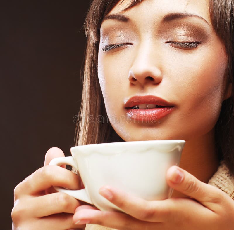 Woman drinking coffee stock photo. Image of enjoy, aroma - 31789354