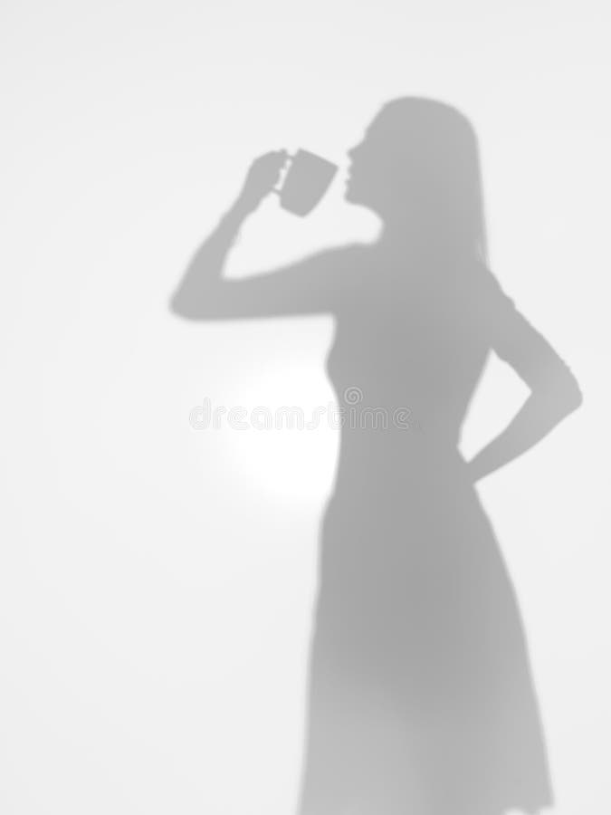 Woman Drinking Coffee from a Mug, Silhouette Stock Photo - Image of ...