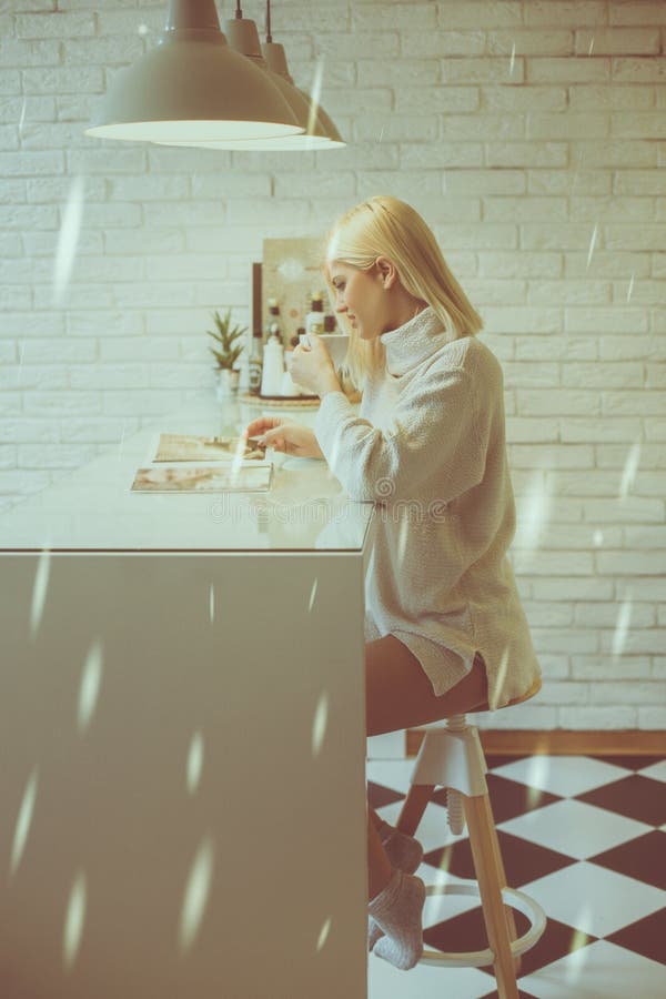 Caffeine Loading, Please Wait. Stock Photo - Image of delicious, blonde ...