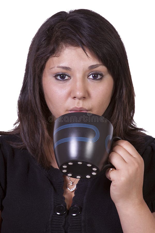 Woman Drinking Coffee Standing Up Stock Photo - Image of pretty, person ...