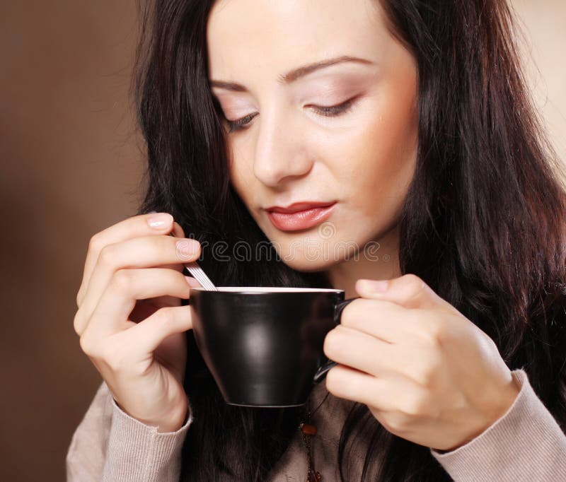 Woman drinking coffee stock photo. Image of delicious - 38497798