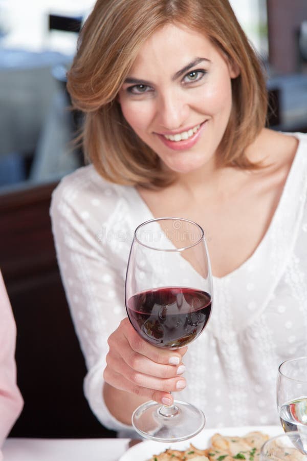 Woman is Drinking a Cup of Wine Stock Photo - Image of model, holding ...