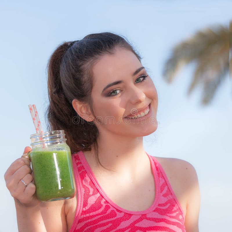 Woman Drinking Healthy Smoothie Stock Image - Image: 69761889