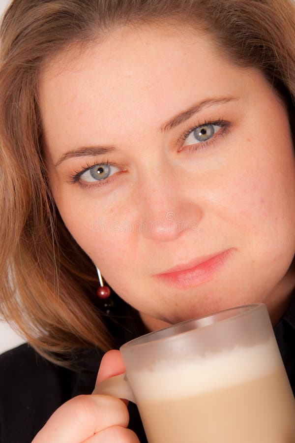 Woman Drinking a Hot Coffee Stock Photo - Image of hair, macchiato ...