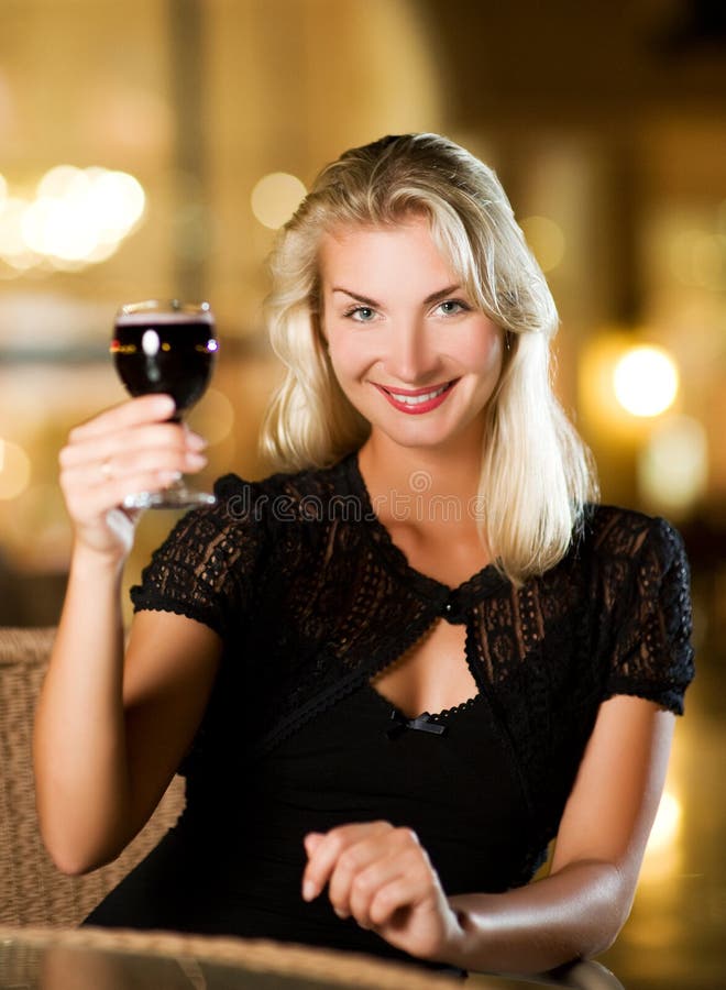Woman drinking red wine stock image. Image of girl, glow - 7586481