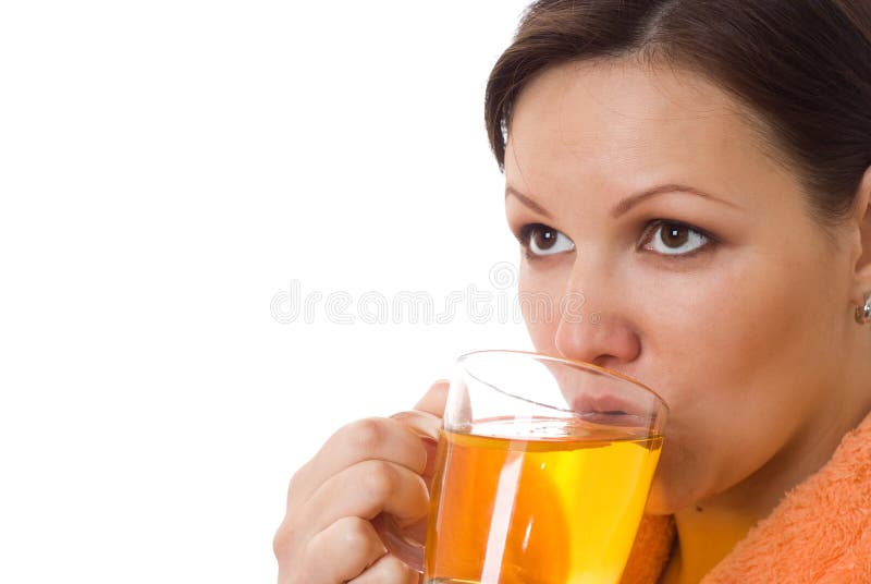 Woman drinking tea stock image. Image of fresh, copyspace - 12954369