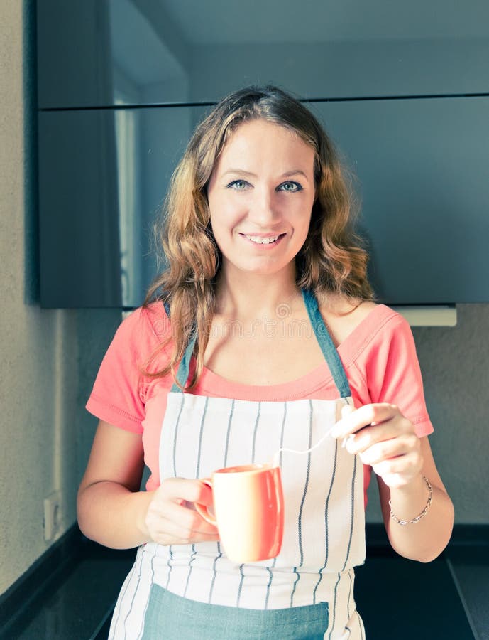 Woman Drinking Tea in the Morning Stock Image - Image of happy, aroma ...