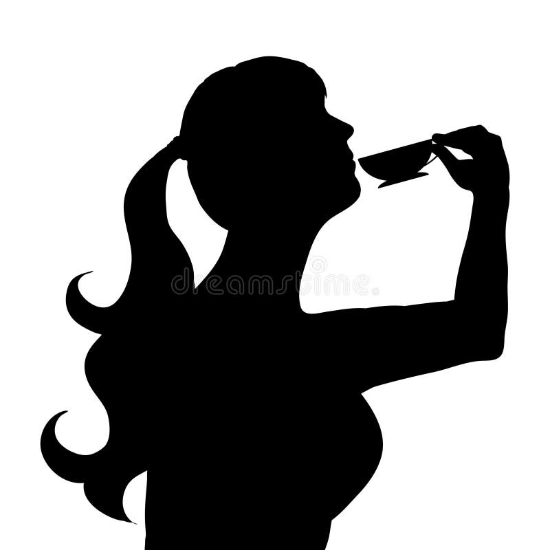 Silhouette Woman Drinking Coffee Stock Illustrations – 258 Silhouette ...