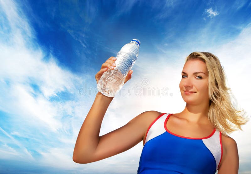 Woman drinking water stock image. Image of beauty, bright - 7690415