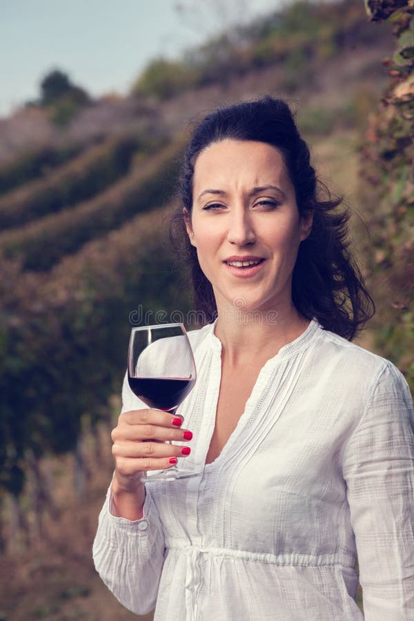 Woman Drinking Wine stock image. Image of outdoors, stem - 57784509