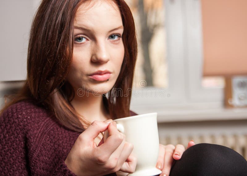 Woman Drinking Your Morning Coffee Stock Photo - Image of girl ...