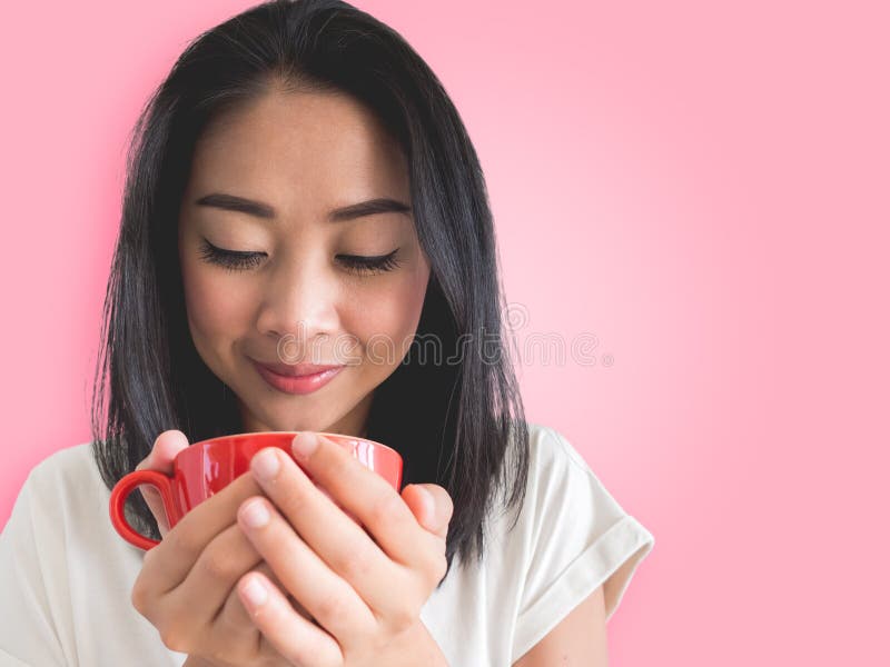 Woman drinks coffee. stock image. Image of coffee, attractive - 93043757