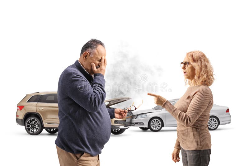 Woman Driver Arguing with a Man after a Car Collision Stock Image ...