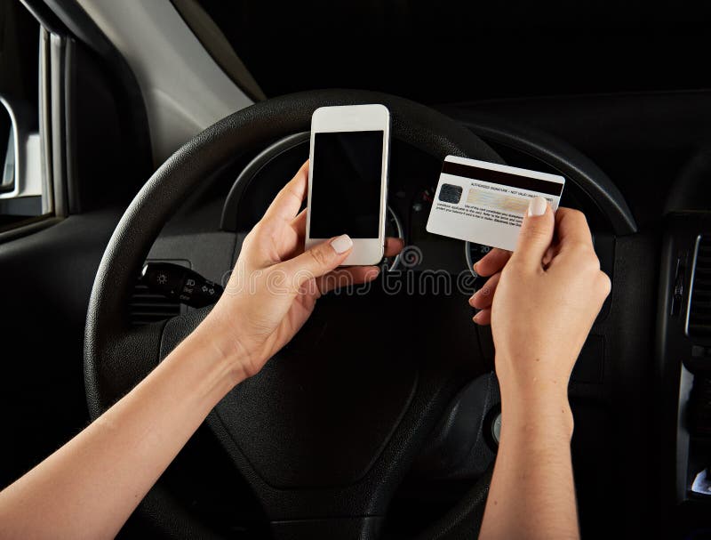 Woman Driver Pay with Credit Card Stock Photo - Image of commerce ...