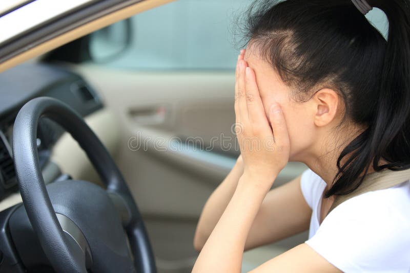 Woman driver sad in car stock photo. Image of hair, female - 39556442