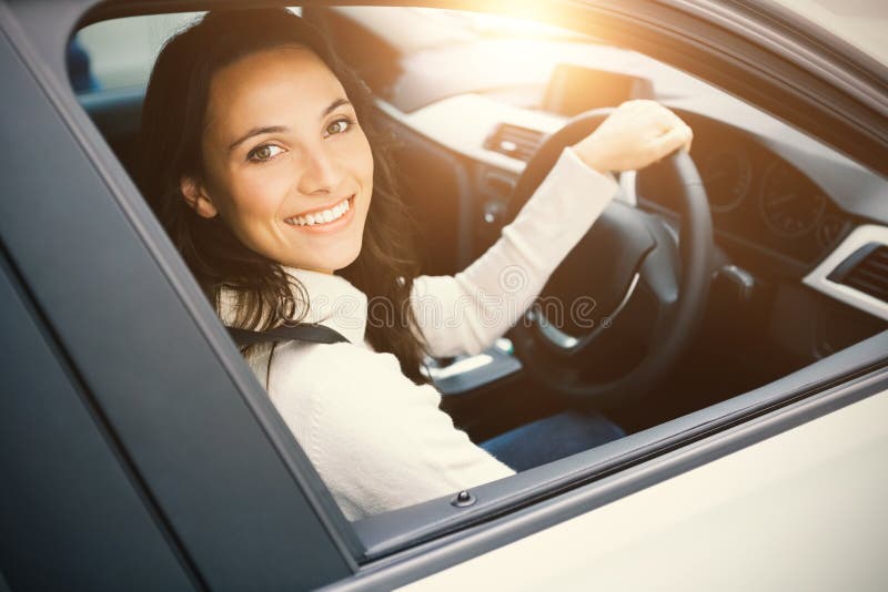 Woman driving a car stock photo. Image of alternator - 89070268