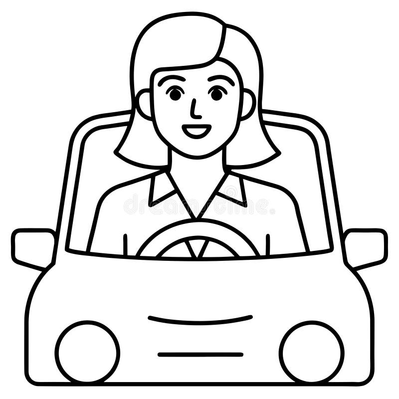 A Woman Is Driving A Car And Smiling Stock Illustration Illustration