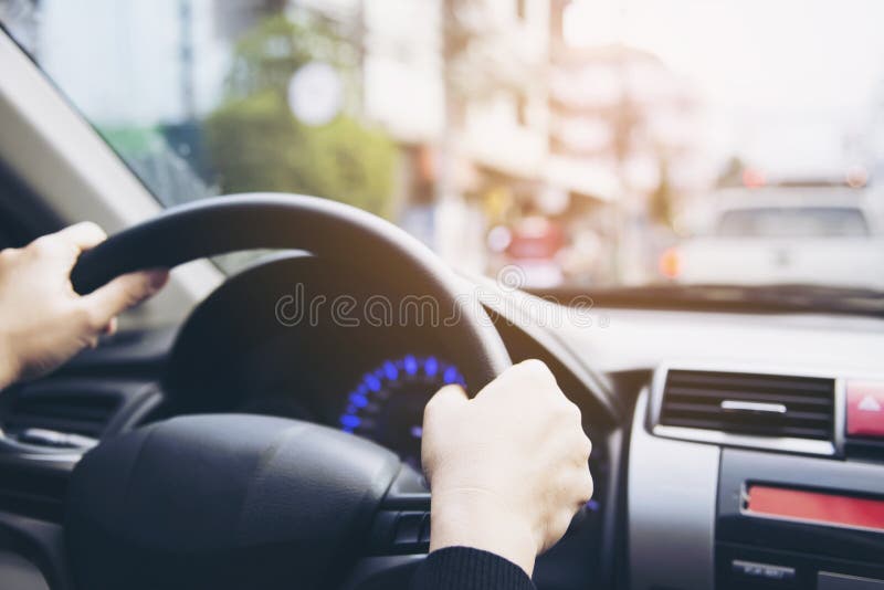Woman Driving Car Using Two Hand Stock Photo - Image of driver ...