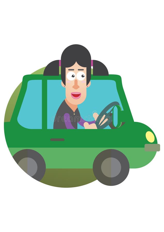 Woman Driving a Car. Vector Illustration Decorative Design Stock Vector ...